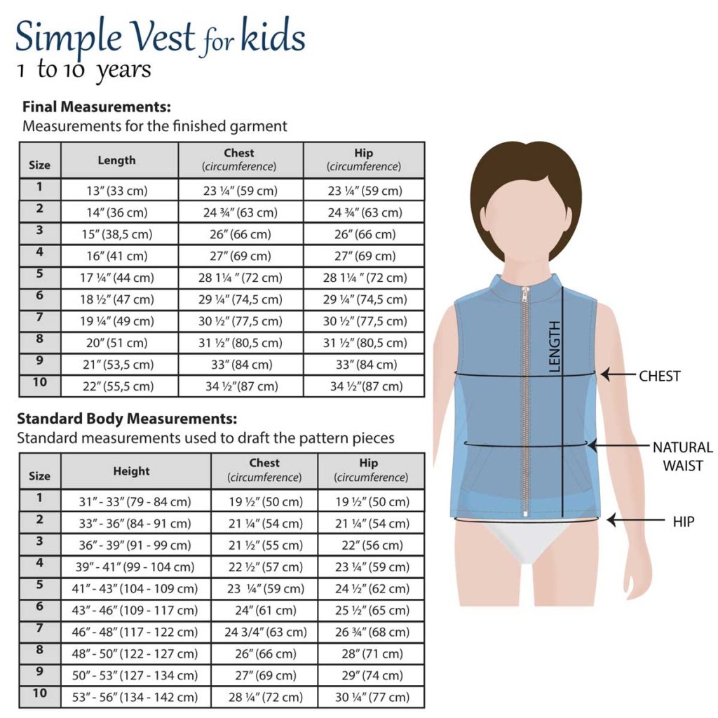 Simple vest for kids - sewing pattern - Lily Bird Studio